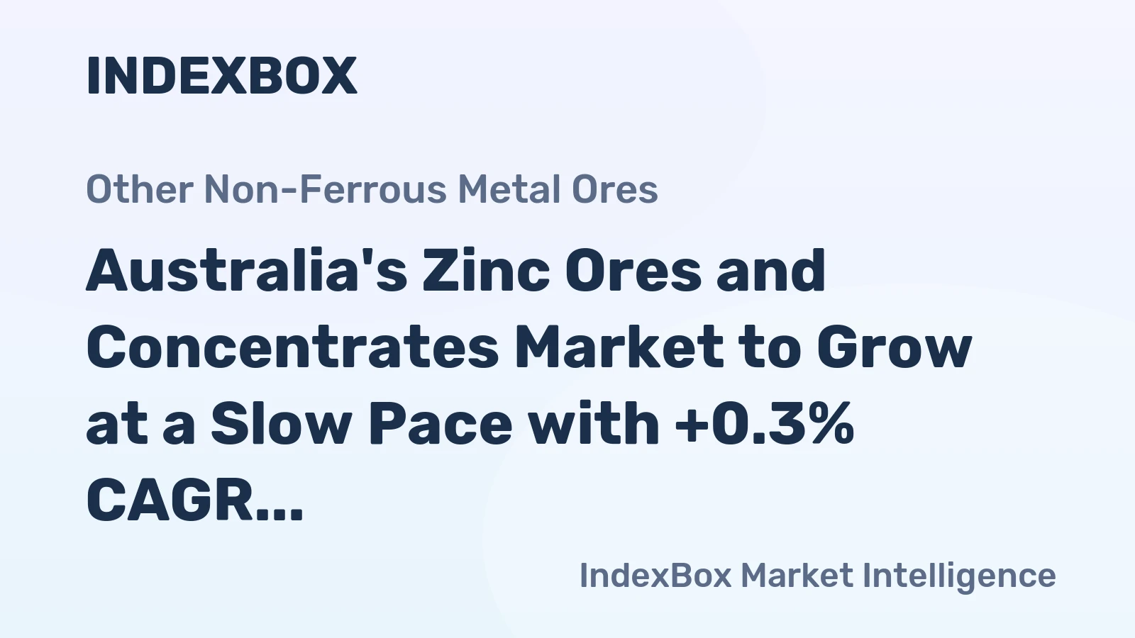 Australia's Zinc Ores and Concentrates Market to Grow at a Slow Pace with +0.3% CAGR