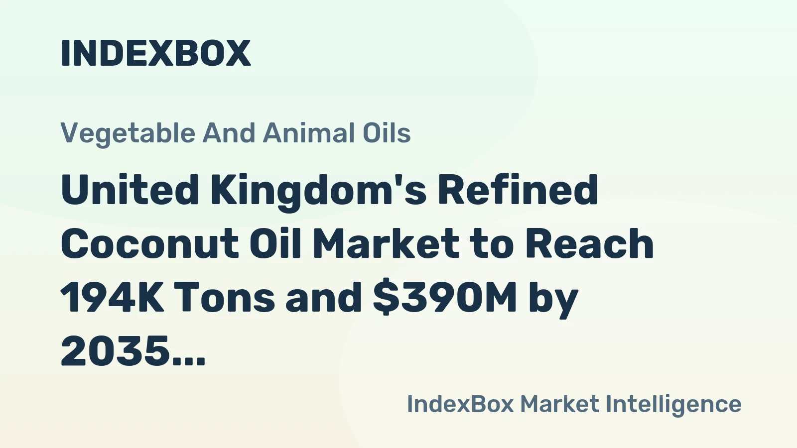 United Kingdom's Refined Coconut Oil Market to Reach 194K Tons and $390M by 2035
