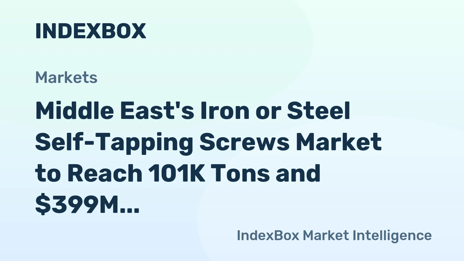 Middle East's Iron or Steel Self-Tapping Screws Market to Reach 101K Tons and $399M by 2035
