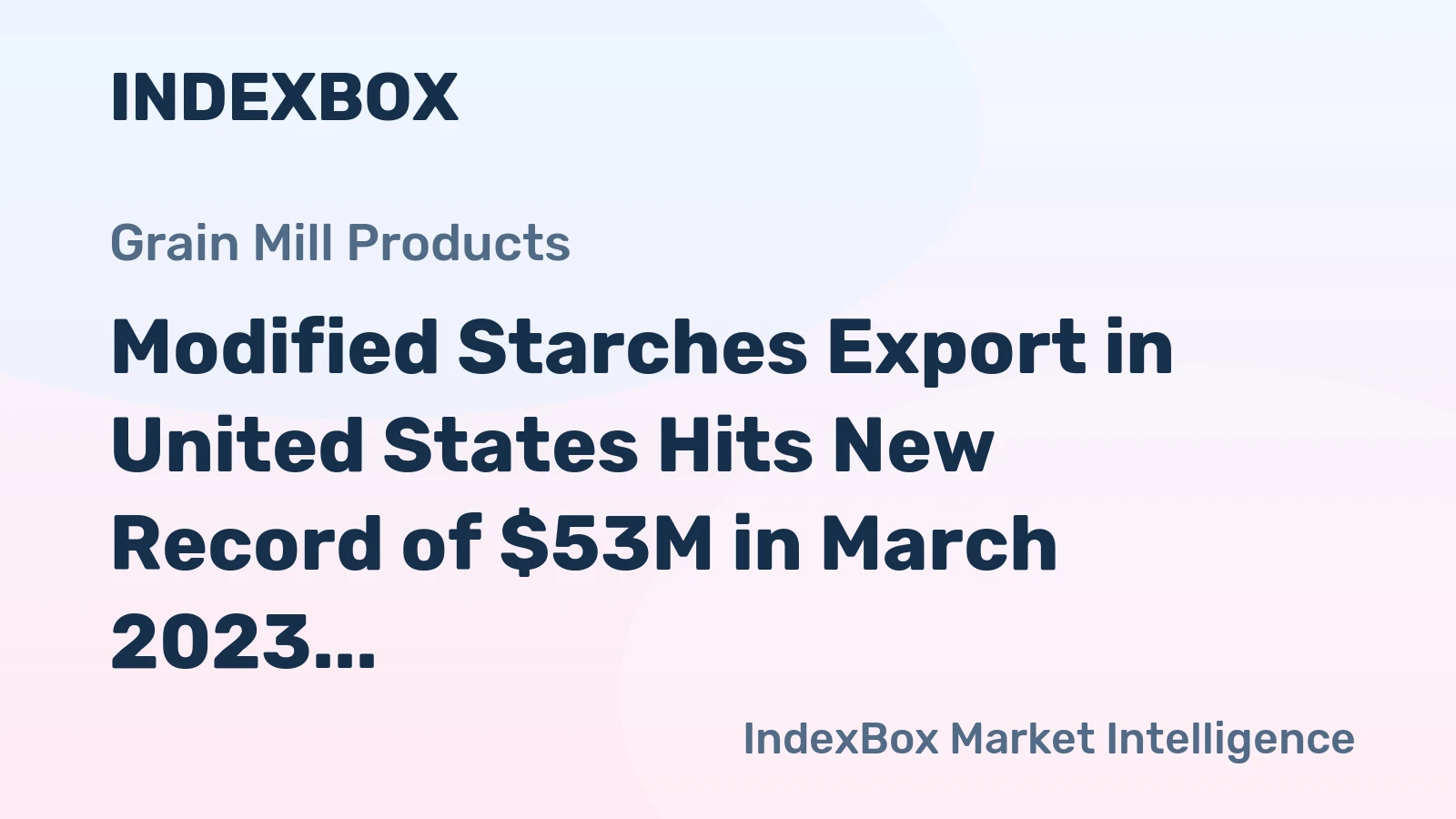 Modified Starches Export in United States Hits New Record of $53M in March 2023