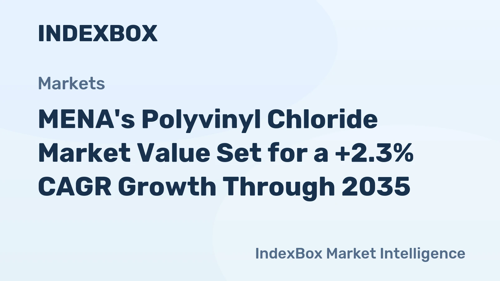 MENA's Polyvinyl Chloride Market Value Set for a +2.3% CAGR Growth Through 2035