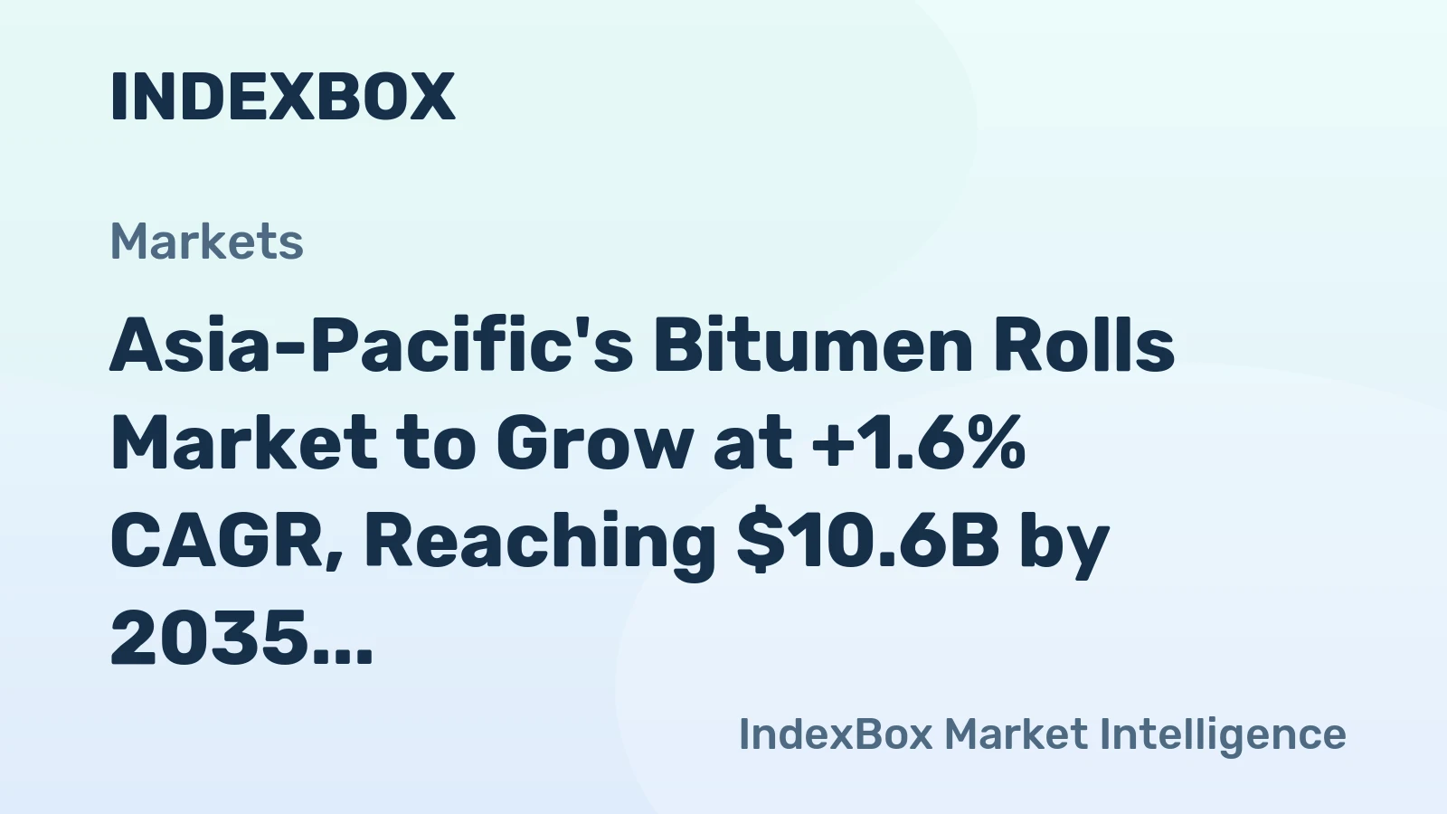 Asia-Pacific's Bitumen Rolls Market to Grow at +1.6% CAGR, Reaching $10.6B by 2035