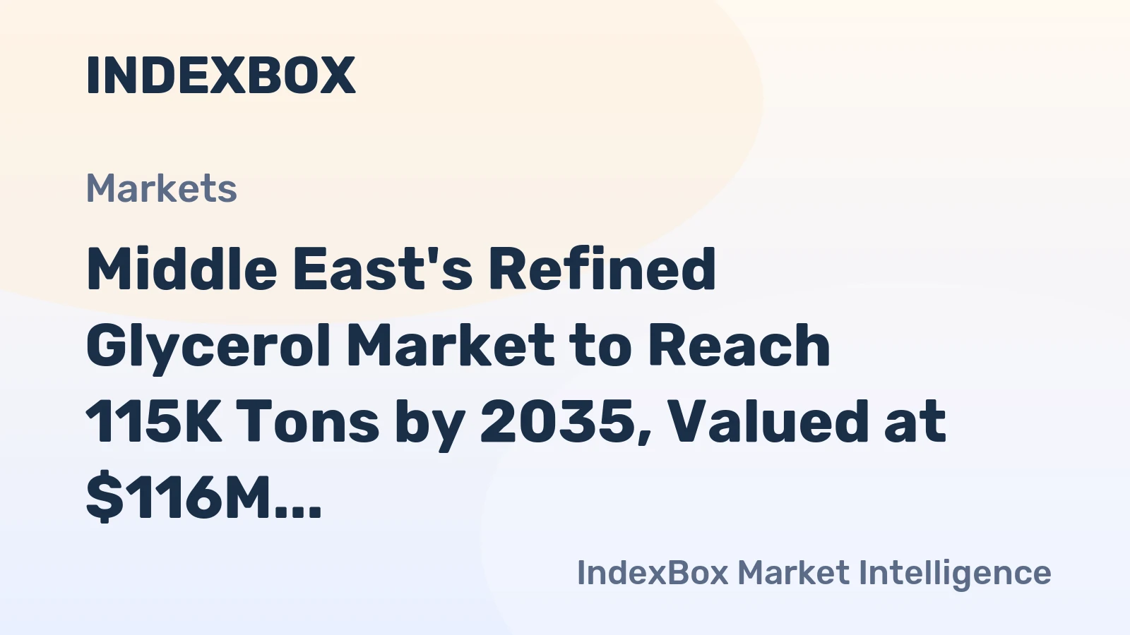 Middle East's Refined Glycerol Market to Reach 115K Tons by 2035, Valued at $116M