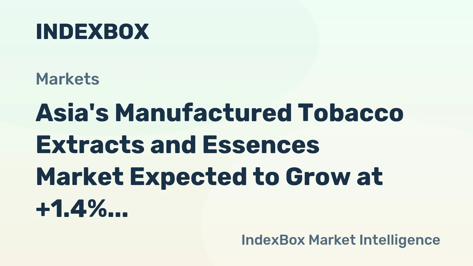 Asia's Manufactured Tobacco Extracts and Essences Market Expected to Grow at +1.4% CAGR, Reaching 154K tons by 2035, Valued at $1.4B