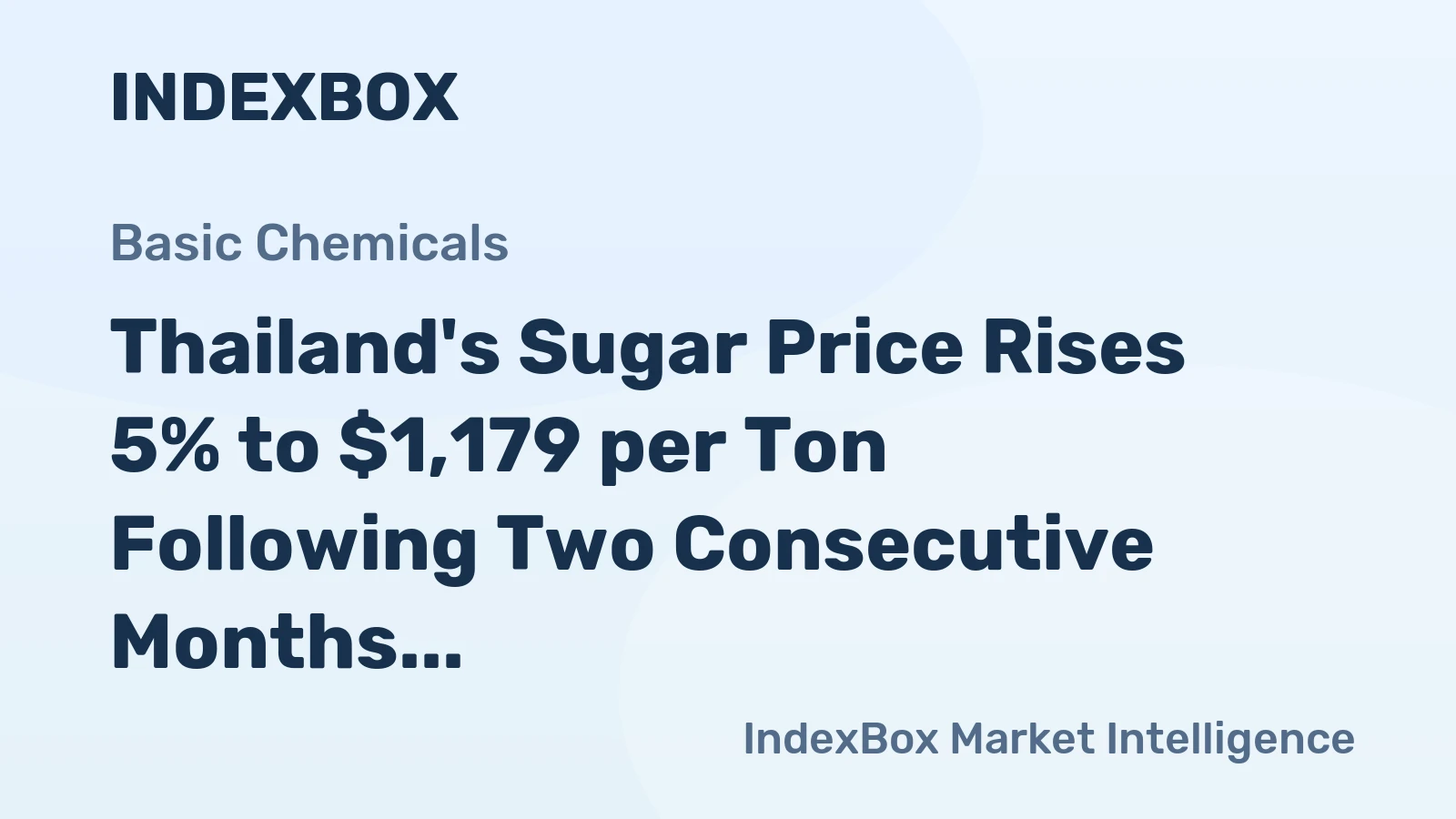 Thailand's Sugar Price Rises 5% to $1,179 per Ton Following Two Consecutive Months of Growth