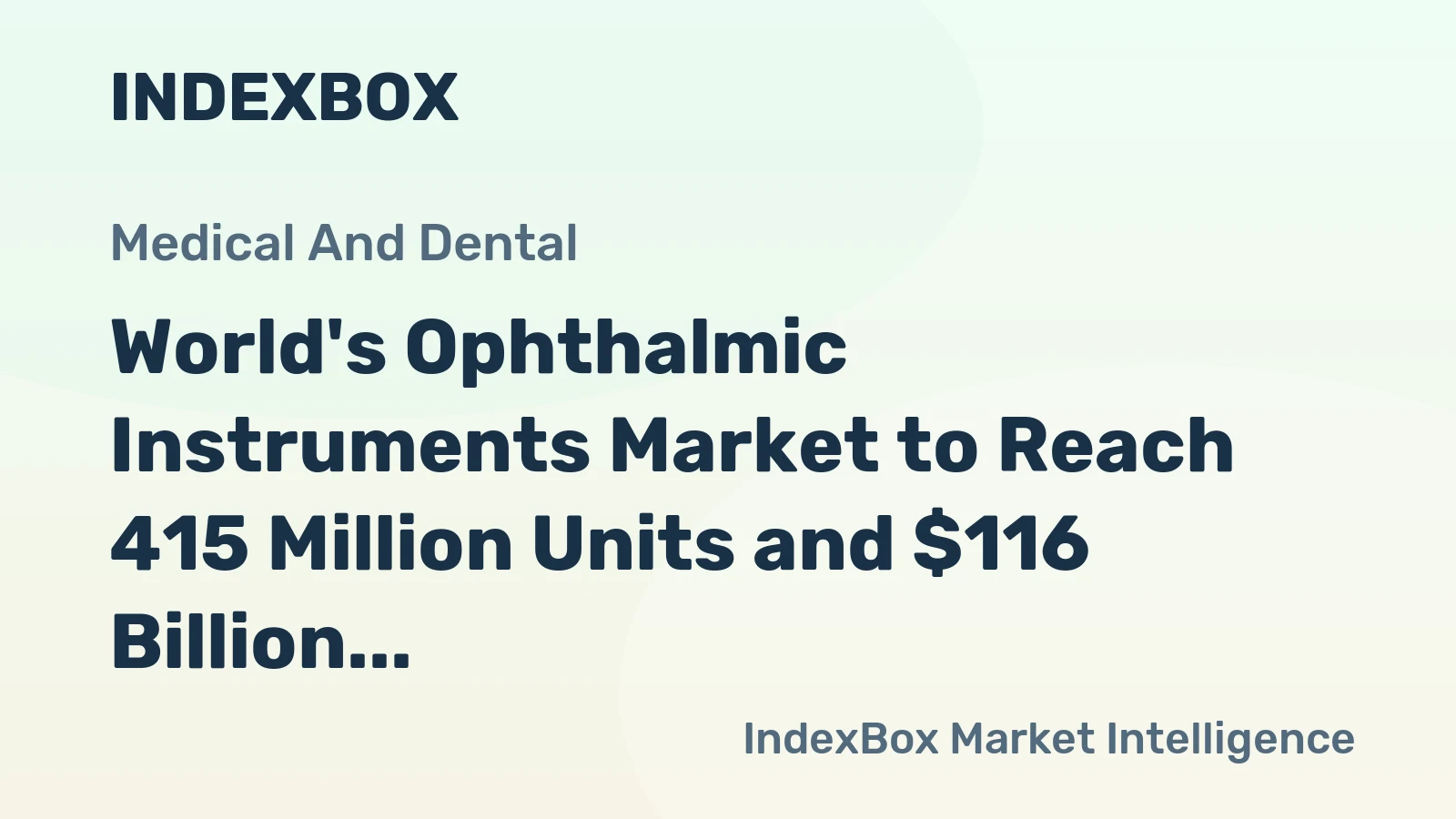 World's Ophthalmic Instruments Market to Reach 415 Million Units and $116 Billion