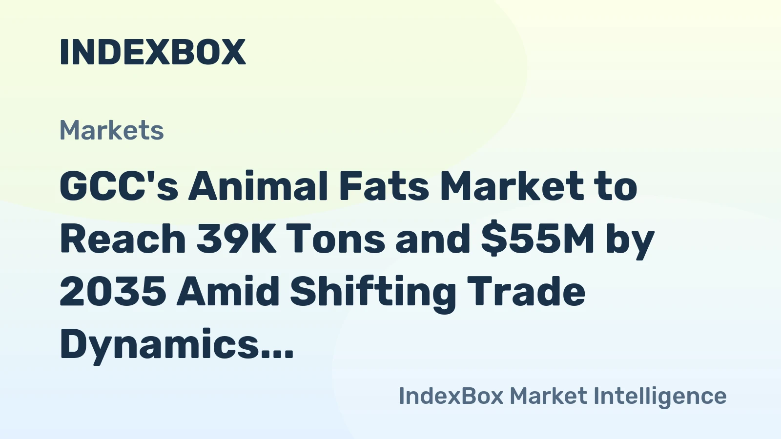 GCC's Animal Fats Market to Reach 39K Tons and $55M by 2035 Amid Shifting Trade Dynamics
