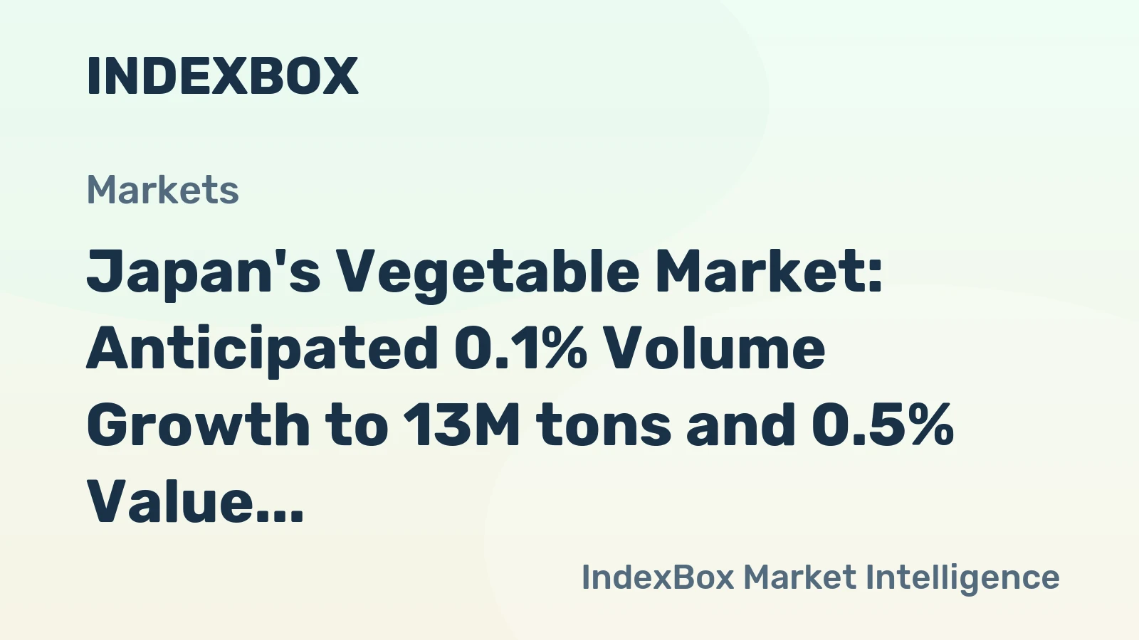 Japan's Vegetable Market: Anticipated 0.1% Volume Growth to 13M tons and 0.5% Value Increase to $27.3B by 2035