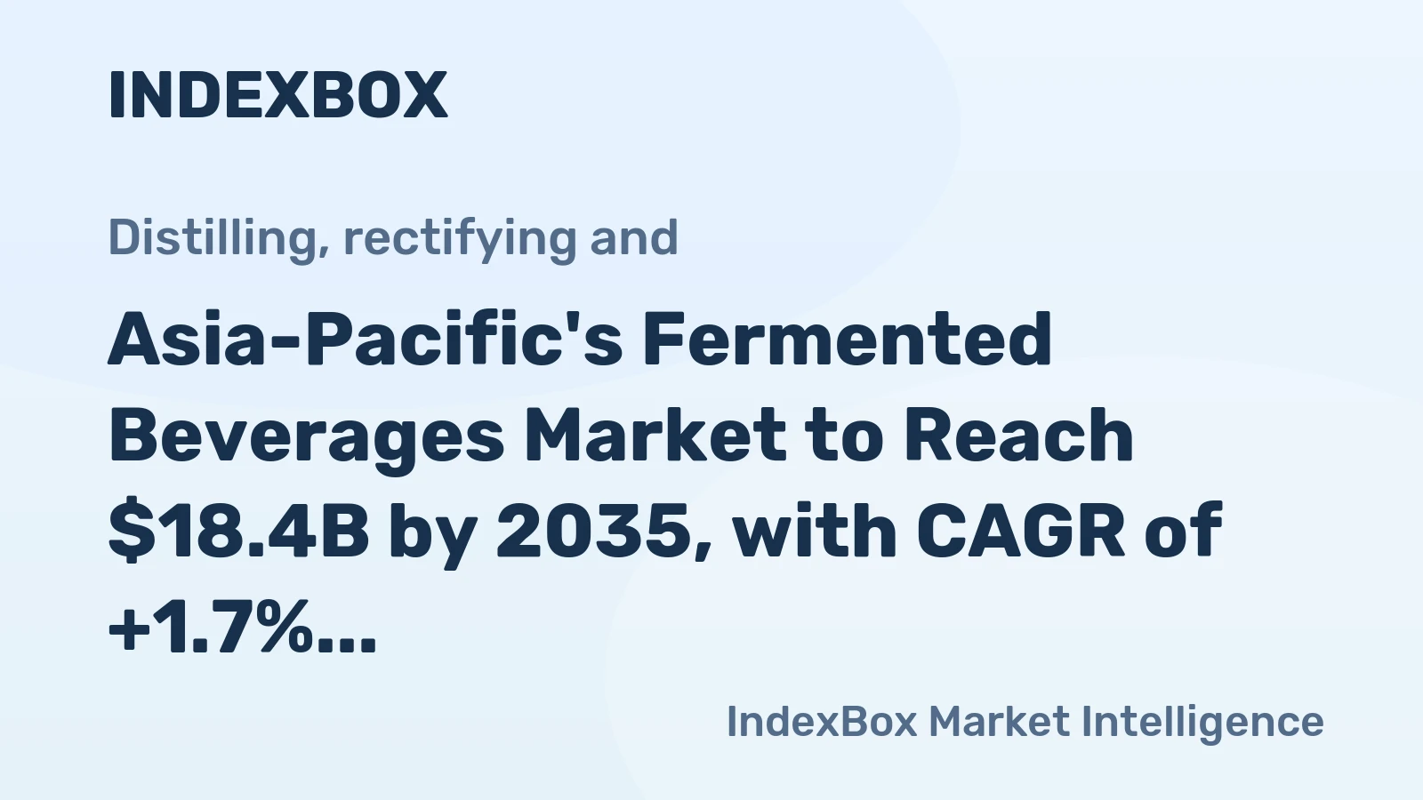 Asia-Pacific's Fermented Beverages Market to Reach $18.4B by 2035, with CAGR of +1.7%
