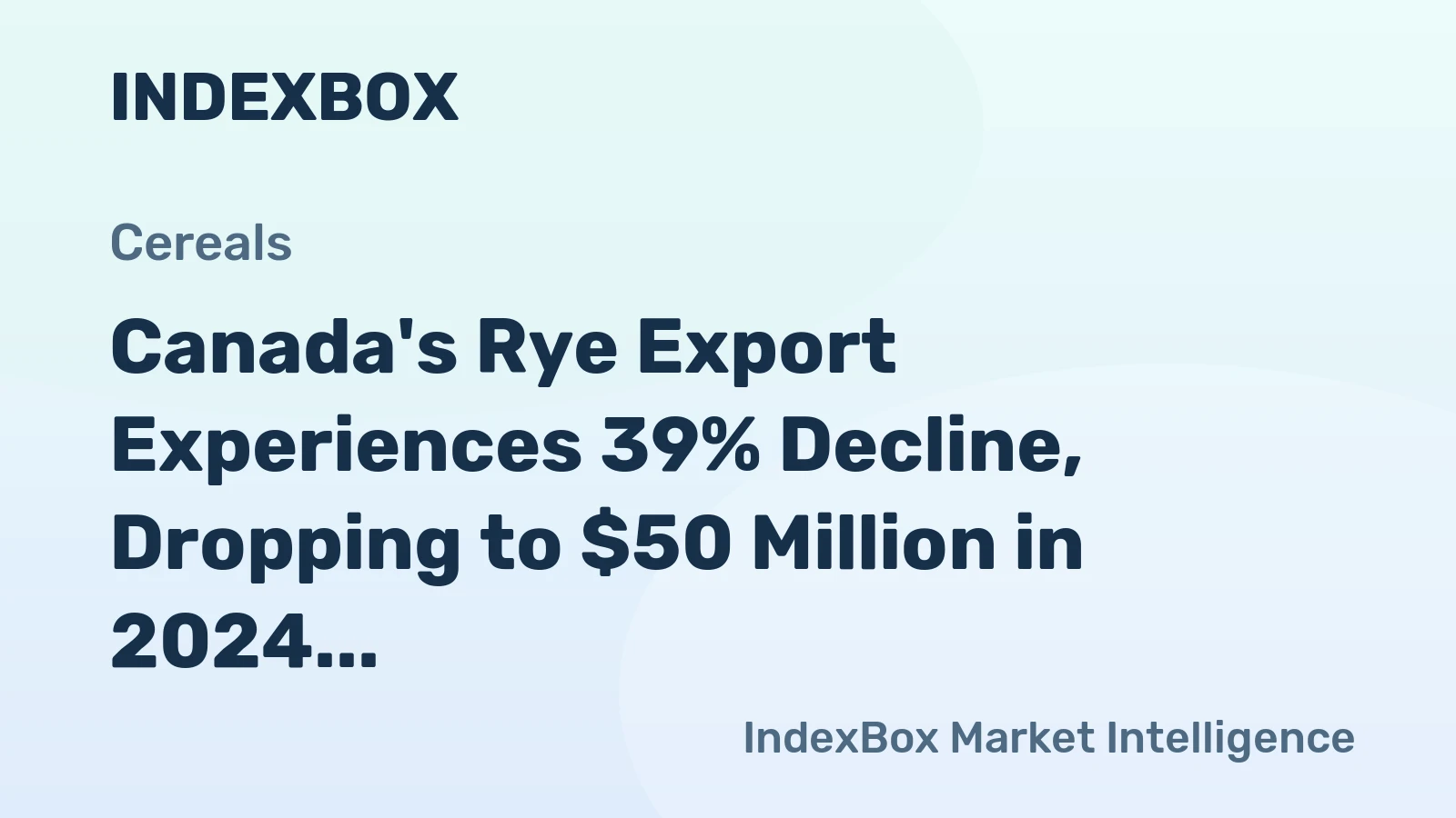 Canada's Rye Export Experiences 39% Decline, Dropping to $50 Million in 2024