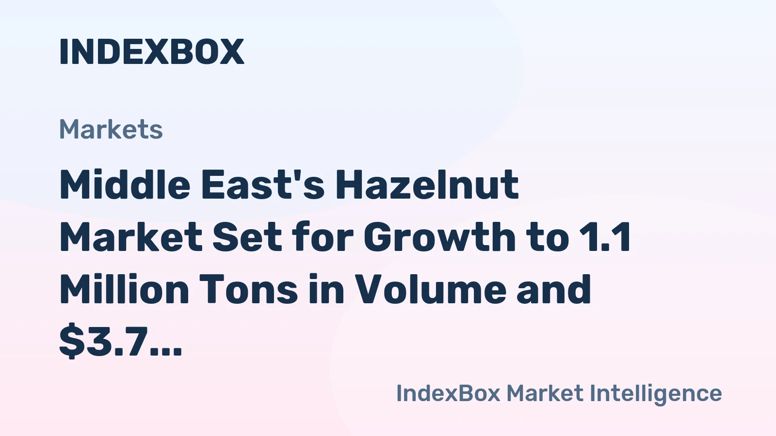 Middle East's Hazelnut Market Set for Growth to 1.1 Million Tons in Volume and $3.7 Billion in Value