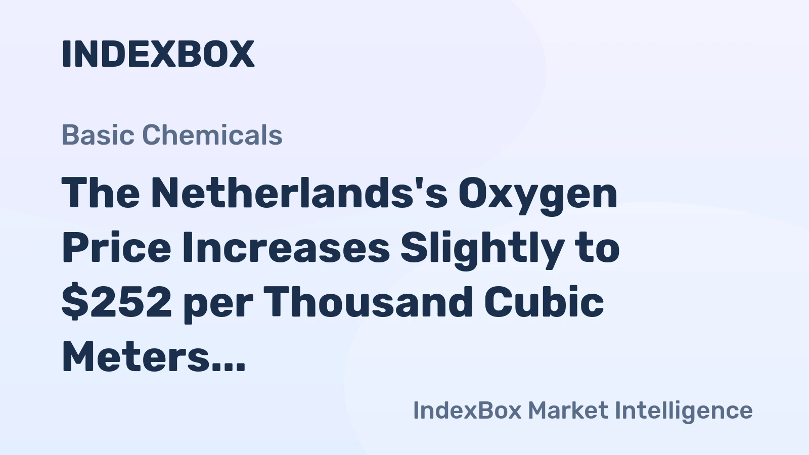 The Netherlands's Oxygen Price Increases Slightly to $252 per Thousand Cubic Meters After Two Consecutive Months of Increase