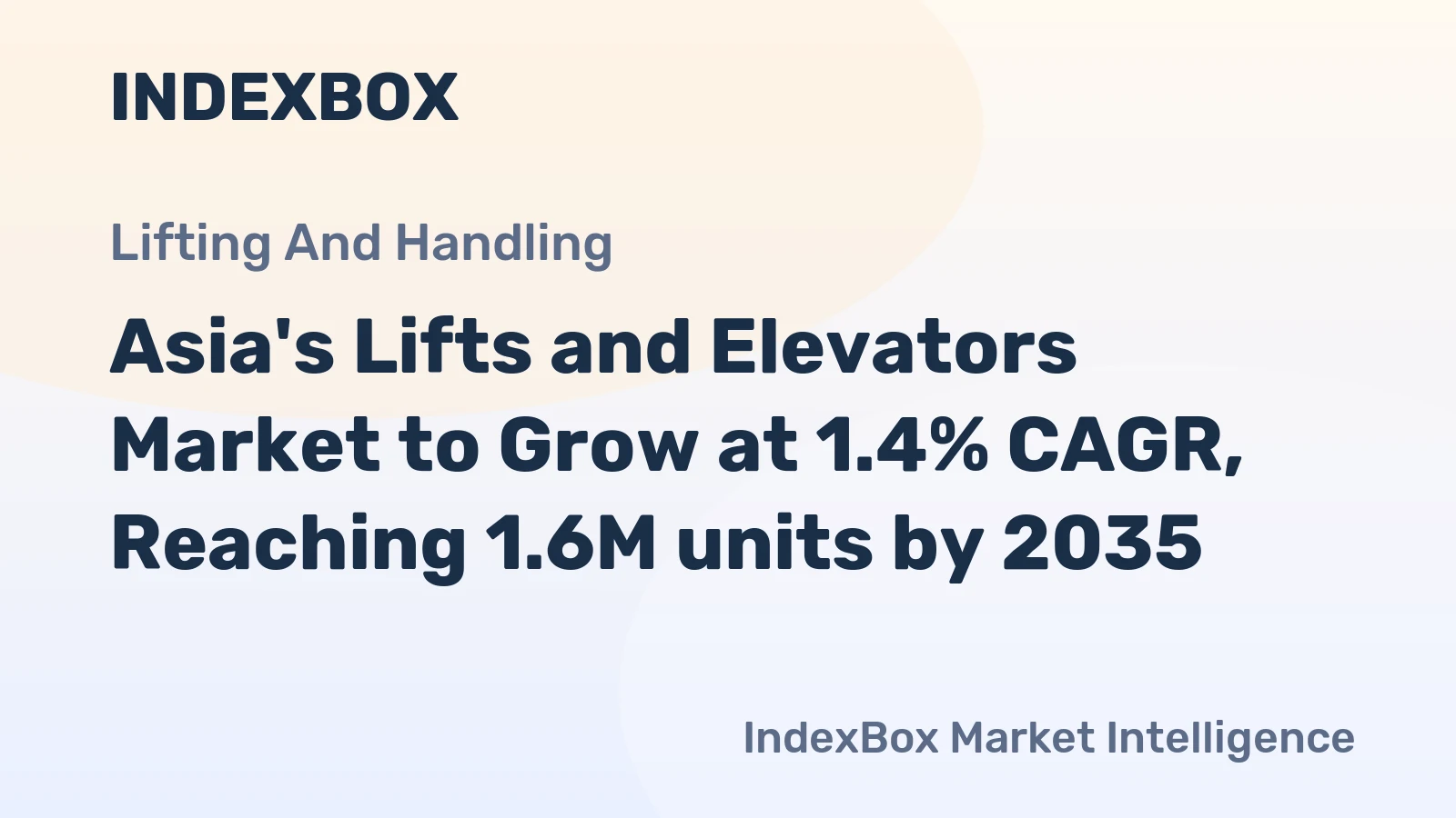 Asia's Lifts and Elevators Market to Grow at 1.4% CAGR, Reaching 1.6M units by 2035