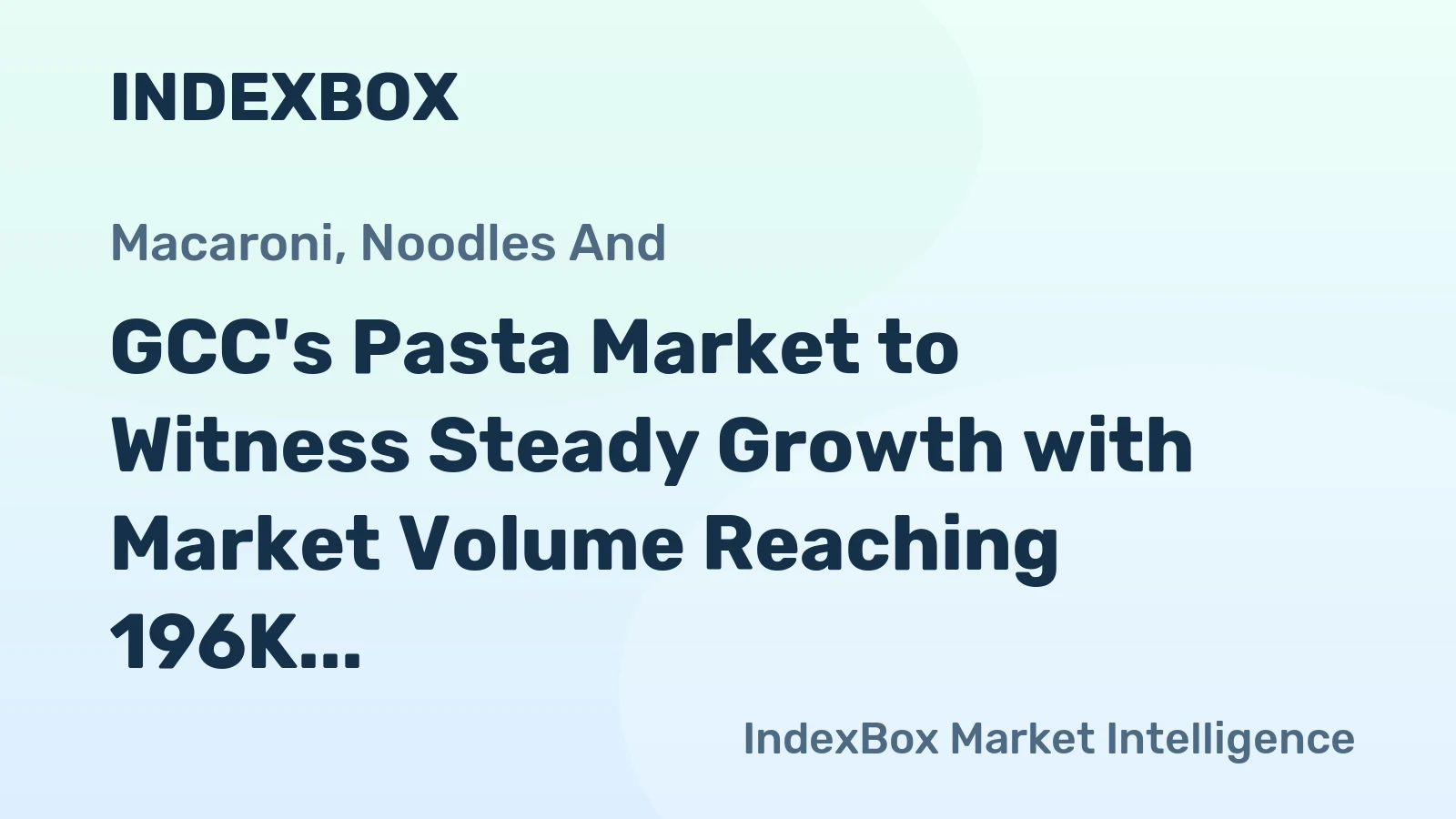 GCC's Pasta Market to Witness Steady Growth with Market Volume Reaching 196K Tons and Market Value Surpassing $339M by 2035