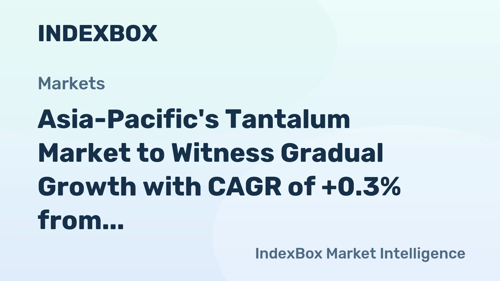 Asia-Pacific's Tantalum Market to Witness Gradual Growth with CAGR of +0.3% from 2024 to 2035