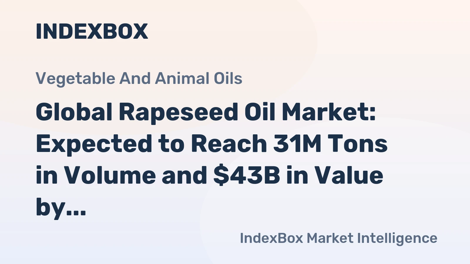 Global Rapeseed Oil Market: Expected to Reach 31M Tons in Volume and $43B in Value by 2035