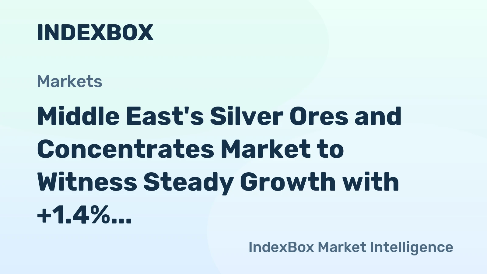 Middle East's Silver Ores and Concentrates Market to Witness Steady Growth with +1.4% CAGR