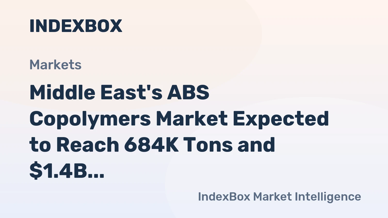 Middle East's ABS Copolymers Market Expected to Reach 684K Tons and $1.4B in 2035