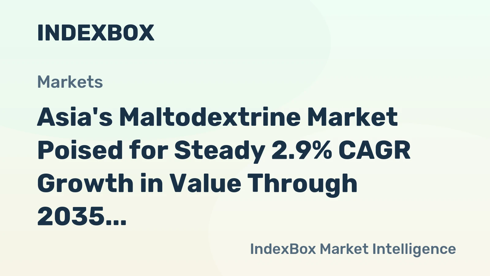Asia's Maltodextrine Market Poised for Steady 2.9% CAGR Growth in Value Through 2035