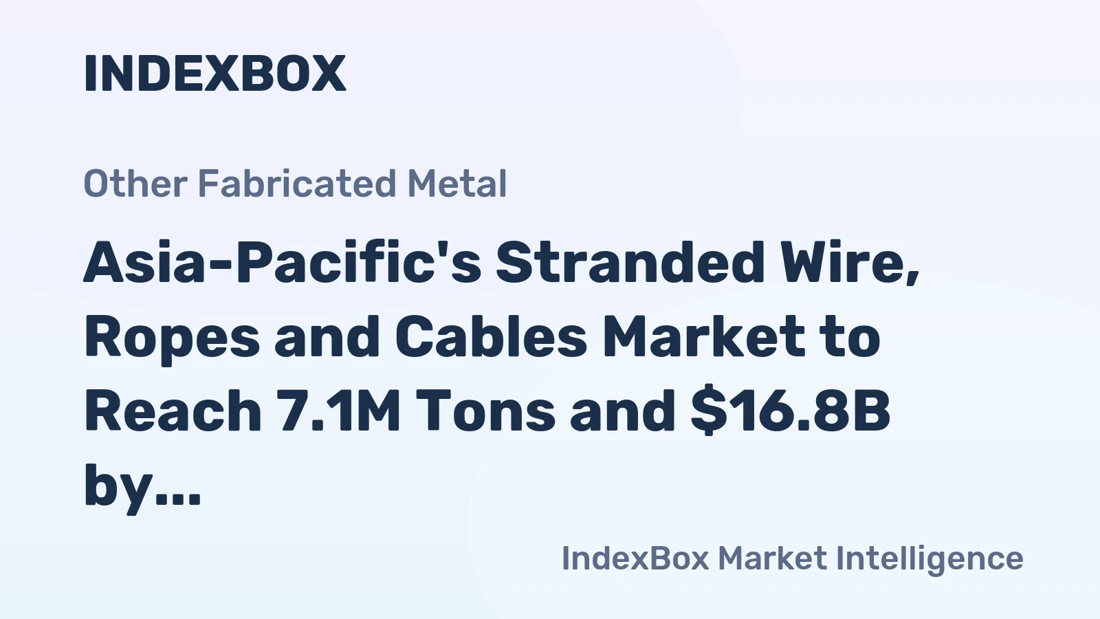Asia-Pacific's Stranded Wire, Ropes and Cables Market to Reach 7.1M Tons and $16.8B by 2035