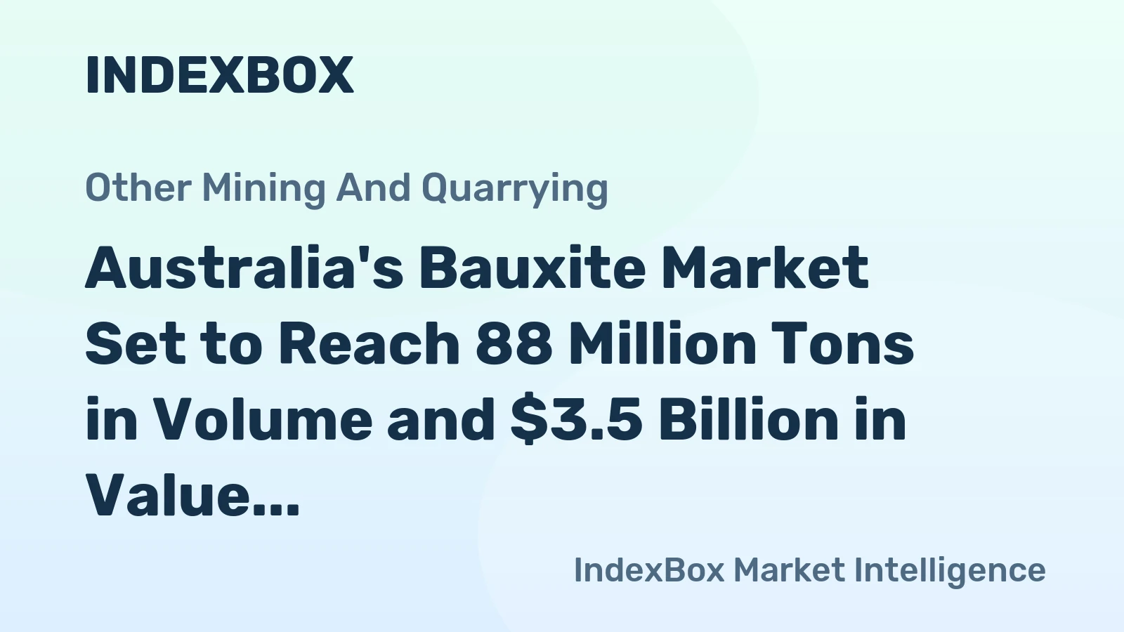 Australia's Bauxite Market Set to Reach 88 Million Tons in Volume and $3.5 Billion in Value