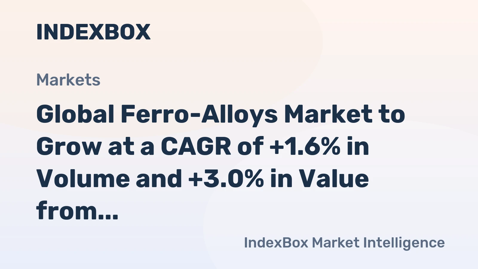 Global Ferro-Alloys Market to Grow at a CAGR of +1.6% in Volume and +3.0% in Value from 2024 to 2035