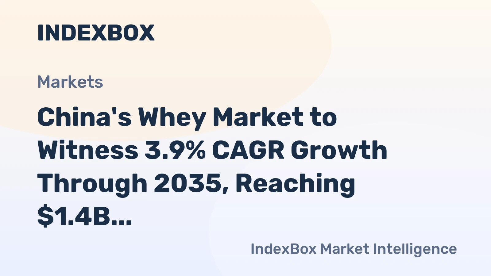 China's Whey Market to Witness 3.9% CAGR Growth Through 2035, Reaching $1.4B
