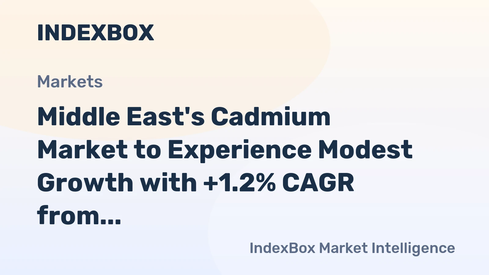 Middle East's Cadmium Market to Experience Modest Growth with +1.2% CAGR from 2024 to 2035