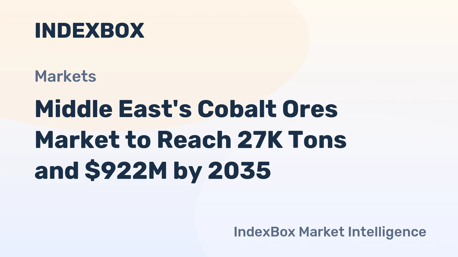 Middle East's Cobalt Ores Market to Reach 27K Tons and $922M by 2035
