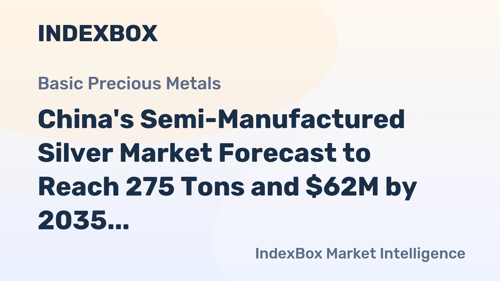 China's Semi-Manufactured Silver Market Forecast to Reach 275 Tons and $62M by 2035