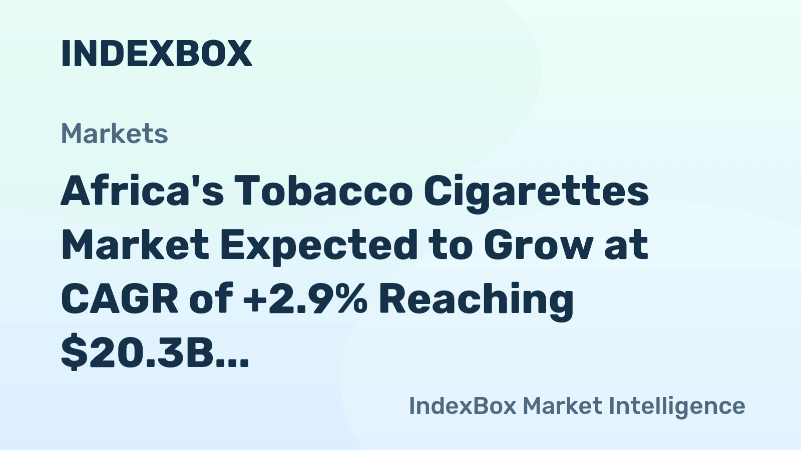 Africa's Tobacco Cigarettes Market Expected to Grow at CAGR of +2.9% Reaching $20.3B by 2035