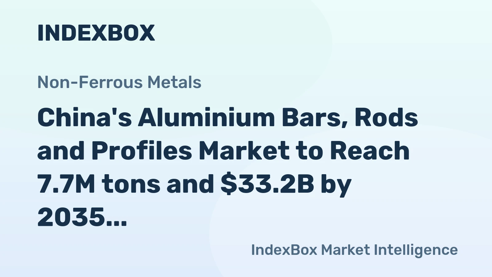 China's Aluminium Bars, Rods and Profiles Market to Reach 7.7M tons and $33.2B by 2035