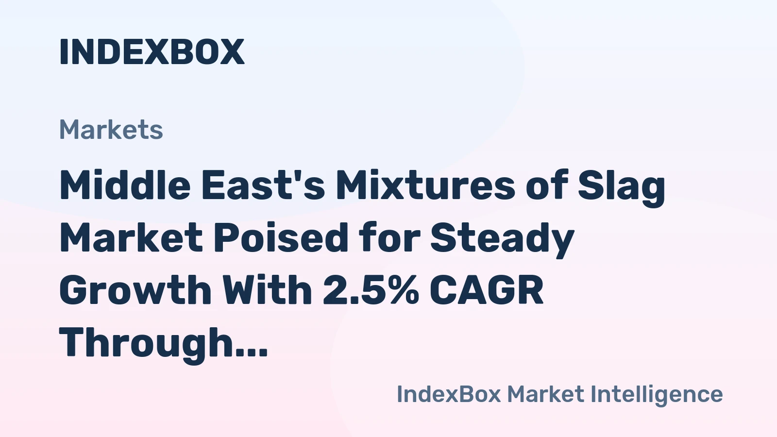 Middle East's Mixtures of Slag Market Poised for Steady Growth With 2.5% CAGR Through 2035