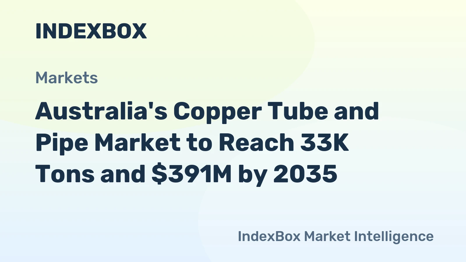 Australia's Copper Tube and Pipe Market to Reach 33K Tons and $391M by 2035