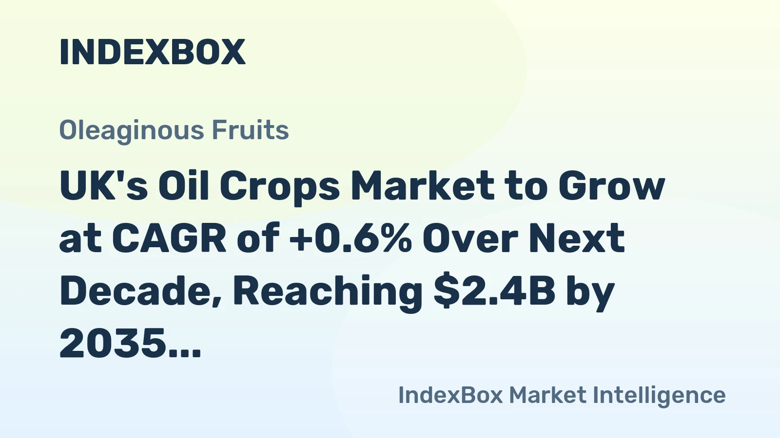 UK's Oil Crops Market to Grow at CAGR of +0.6% Over Next Decade, Reaching $2.4B by 2035