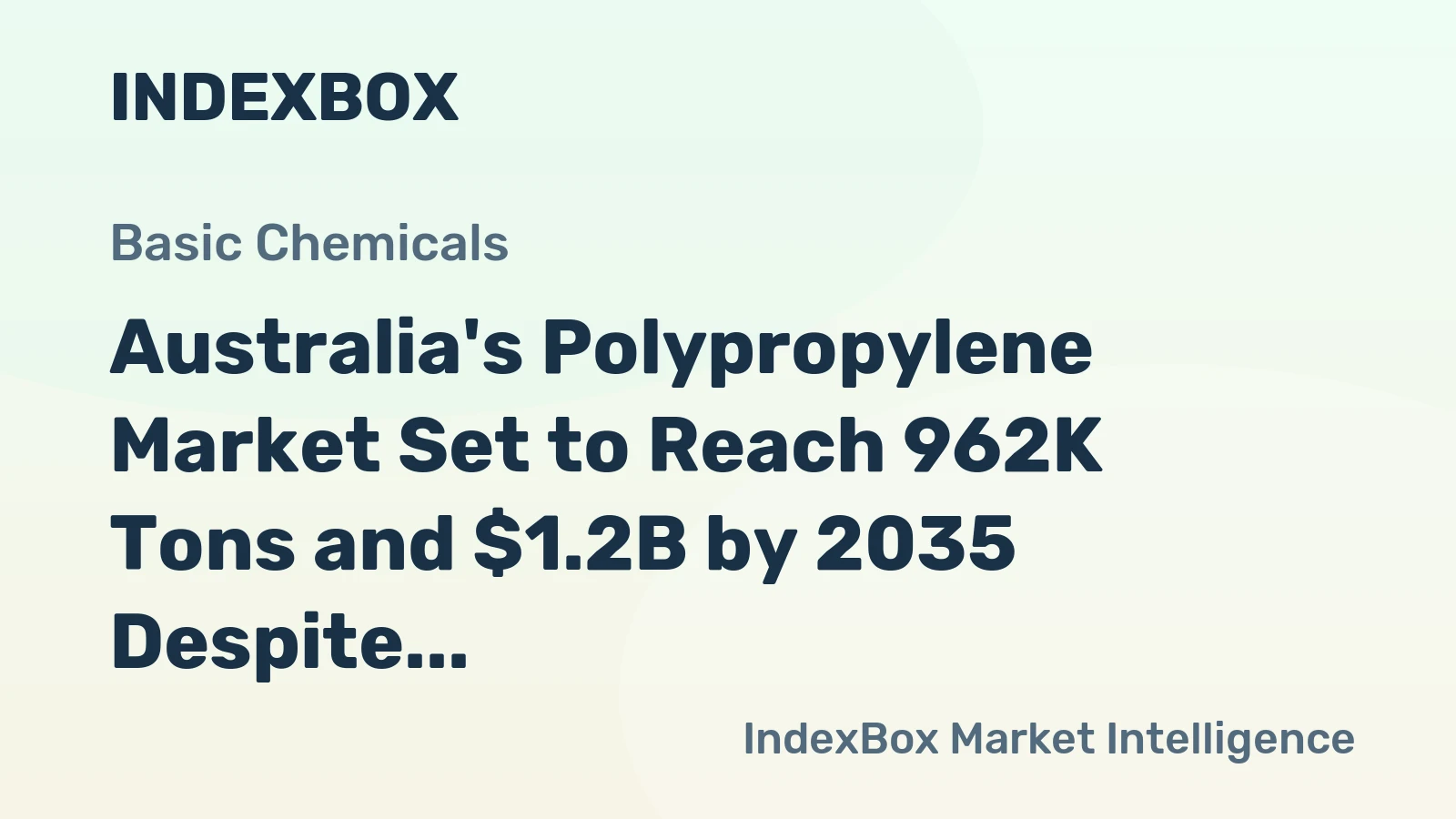 Australia's Polypropylene Market Set to Reach 962K Tons and $1.2B by 2035 Despite Recent Contraction