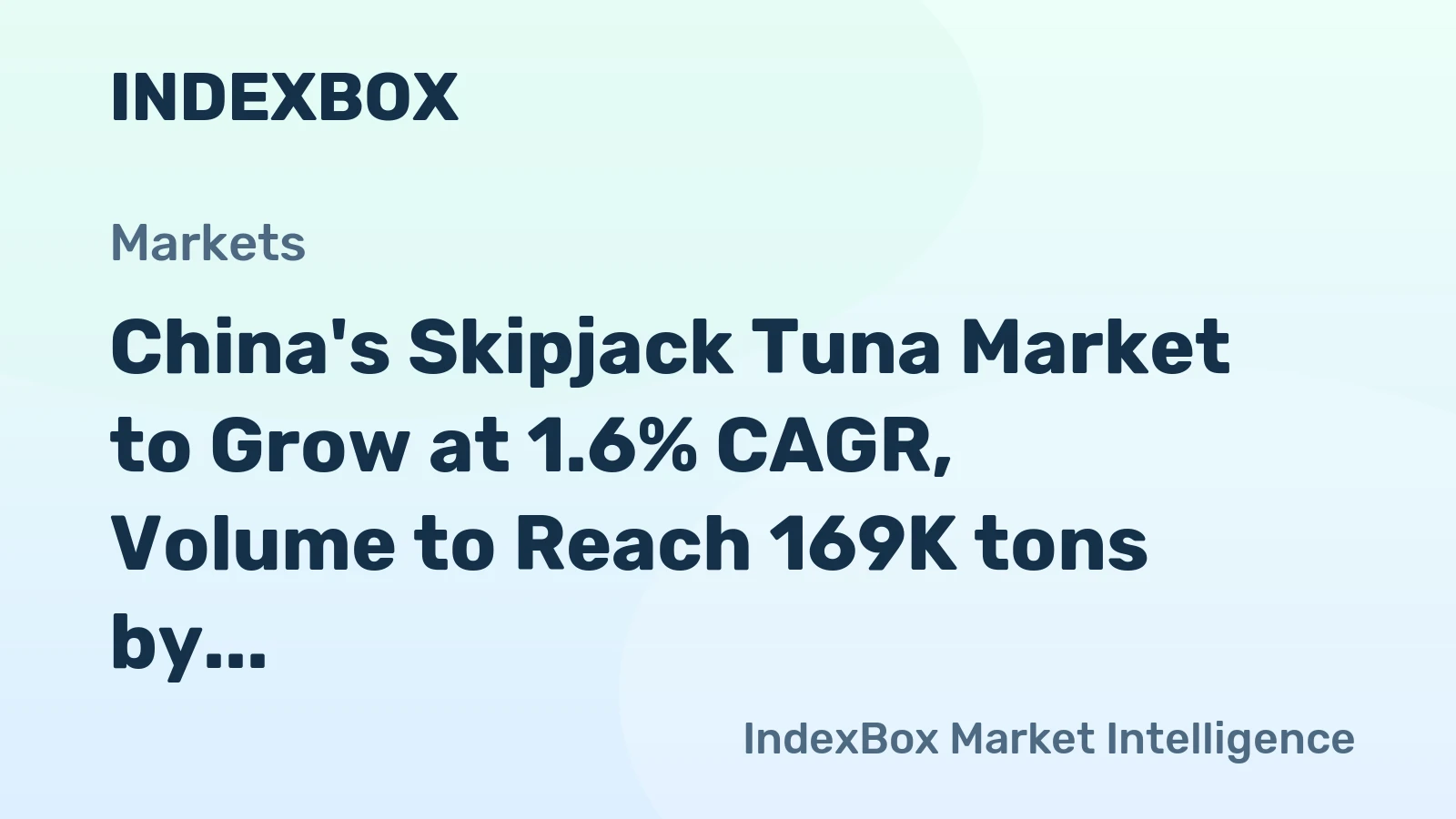 China's Skipjack Tuna Market to Grow at 1.6% CAGR, Volume to Reach 169K tons by 2035