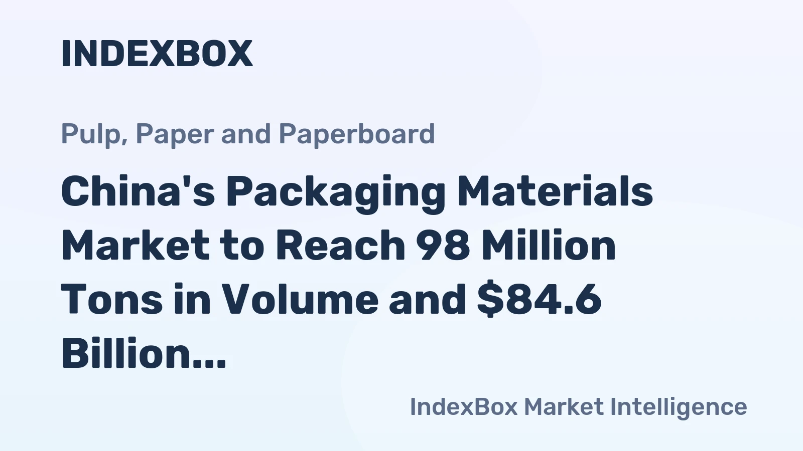 China's Packaging Materials Market to Reach 98 Million Tons in Volume and $84.6 Billion in Value by 2035