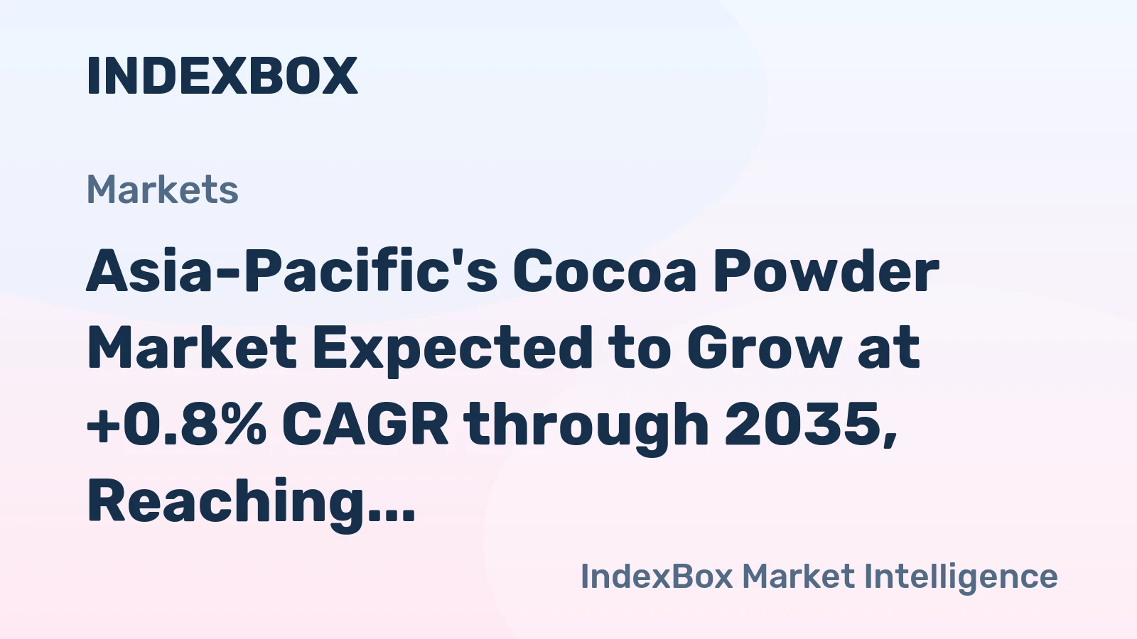 Asia-Pacific's Cocoa Powder Market Expected to Grow at +0.8% CAGR through 2035, Reaching $4.6B in Value
