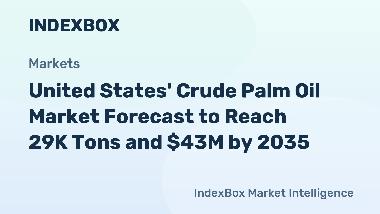 United States' Crude Palm Oil Market Forecast to Reach 29K Tons and $43M by 2035