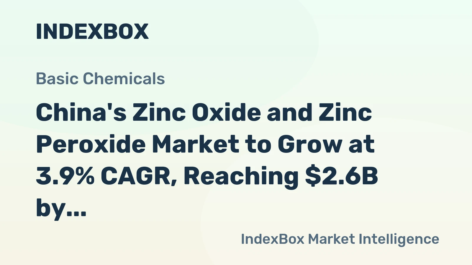 China's Zinc Oxide and Zinc Peroxide Market to Grow at 3.9% CAGR, Reaching $2.6B by 2035