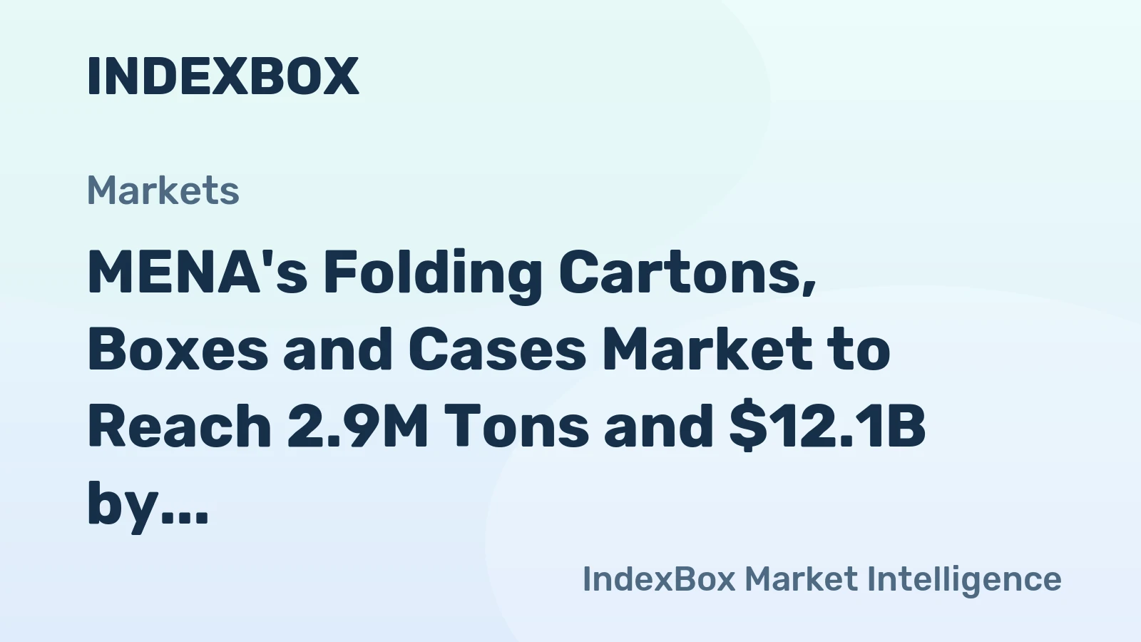 MENA's Folding Cartons, Boxes and Cases Market to Reach 2.9M Tons and $12.1B by 2035