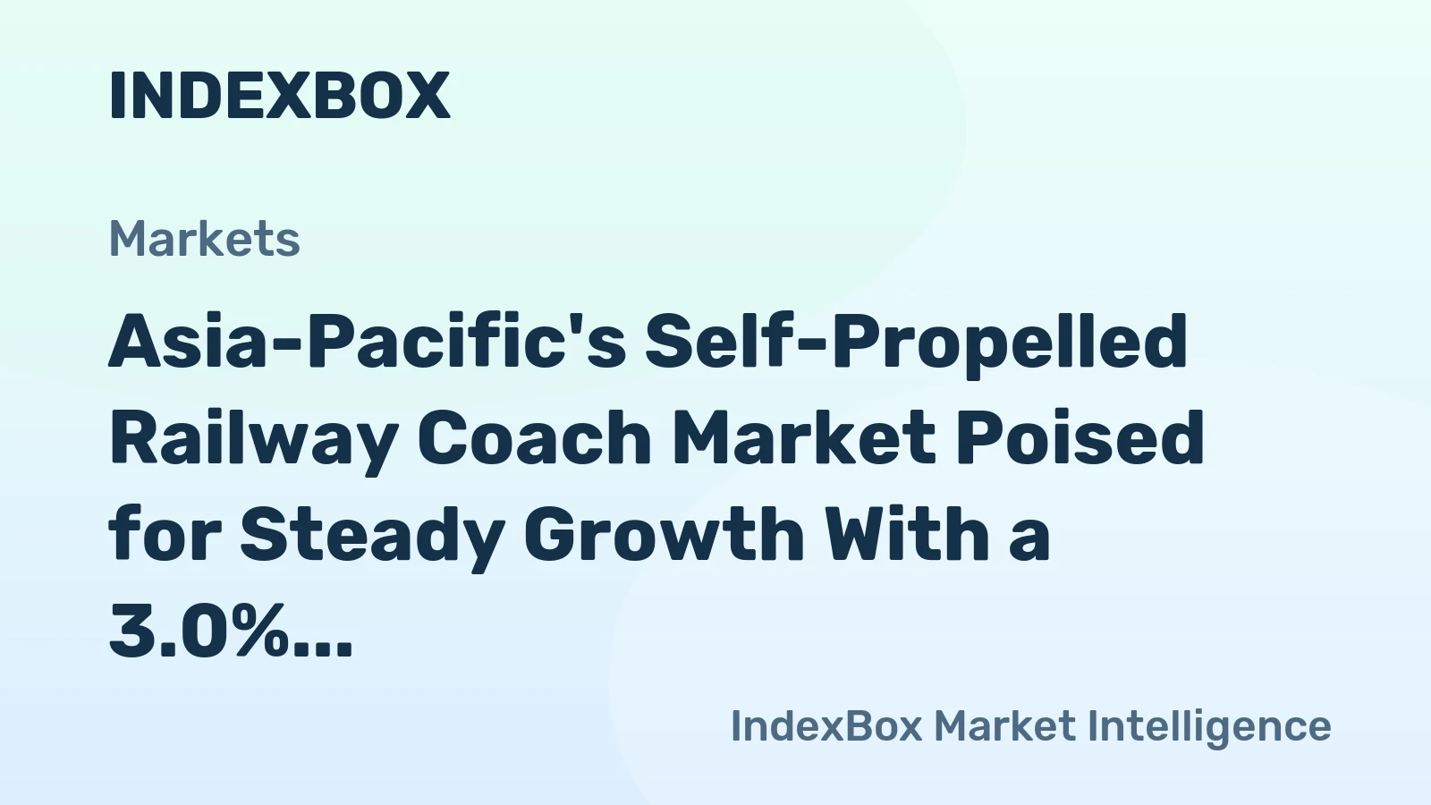 Asia-Pacific's Self-Propelled Railway Coach Market Poised for Steady Growth With a 3.0% Value CAGR Through 2035