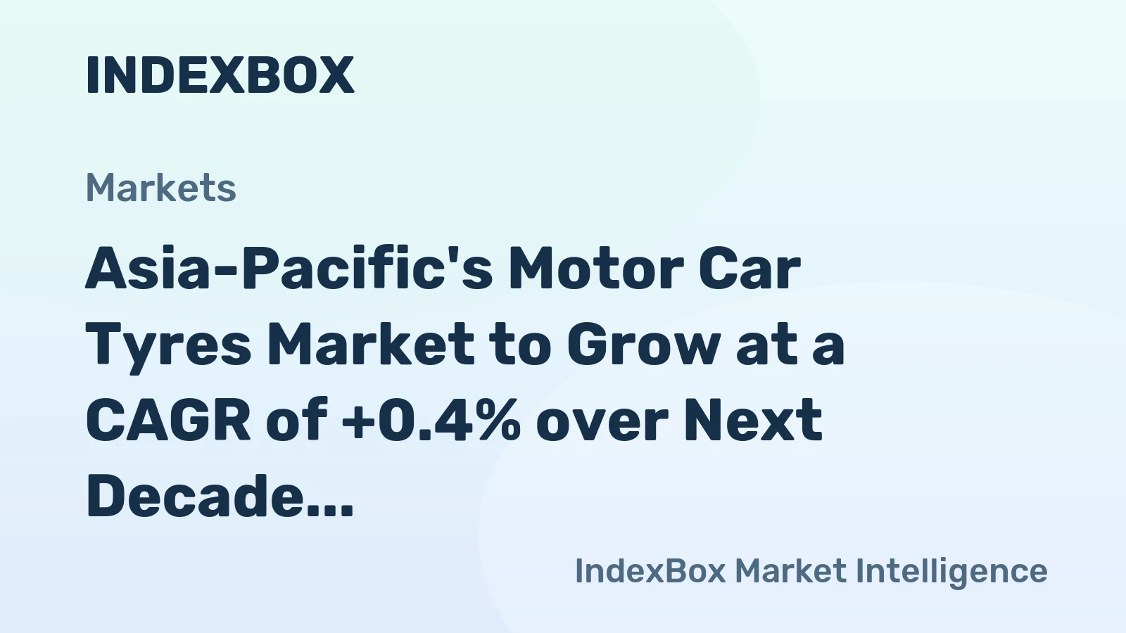 Asia-Pacific's Motor Car Tyres Market to Grow at a CAGR of +0.4% over Next Decade, Reaching $49.6B by 2035