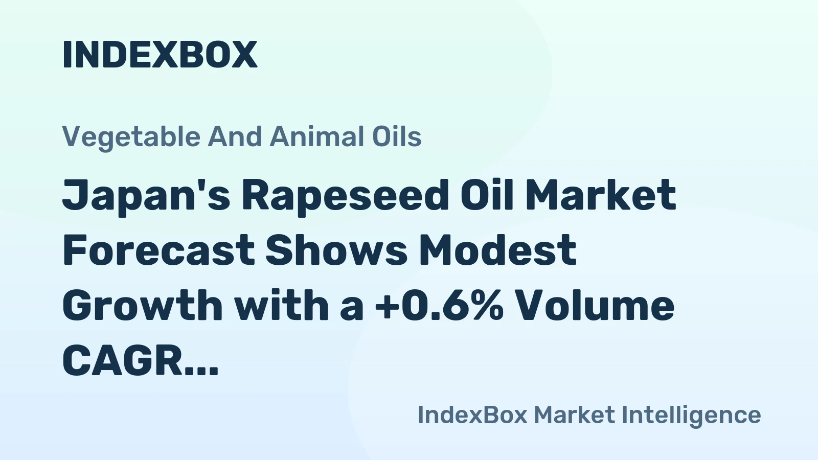 Japan's Rapeseed Oil Market Forecast Shows Modest Growth with a +0.6% Volume CAGR Through 2035