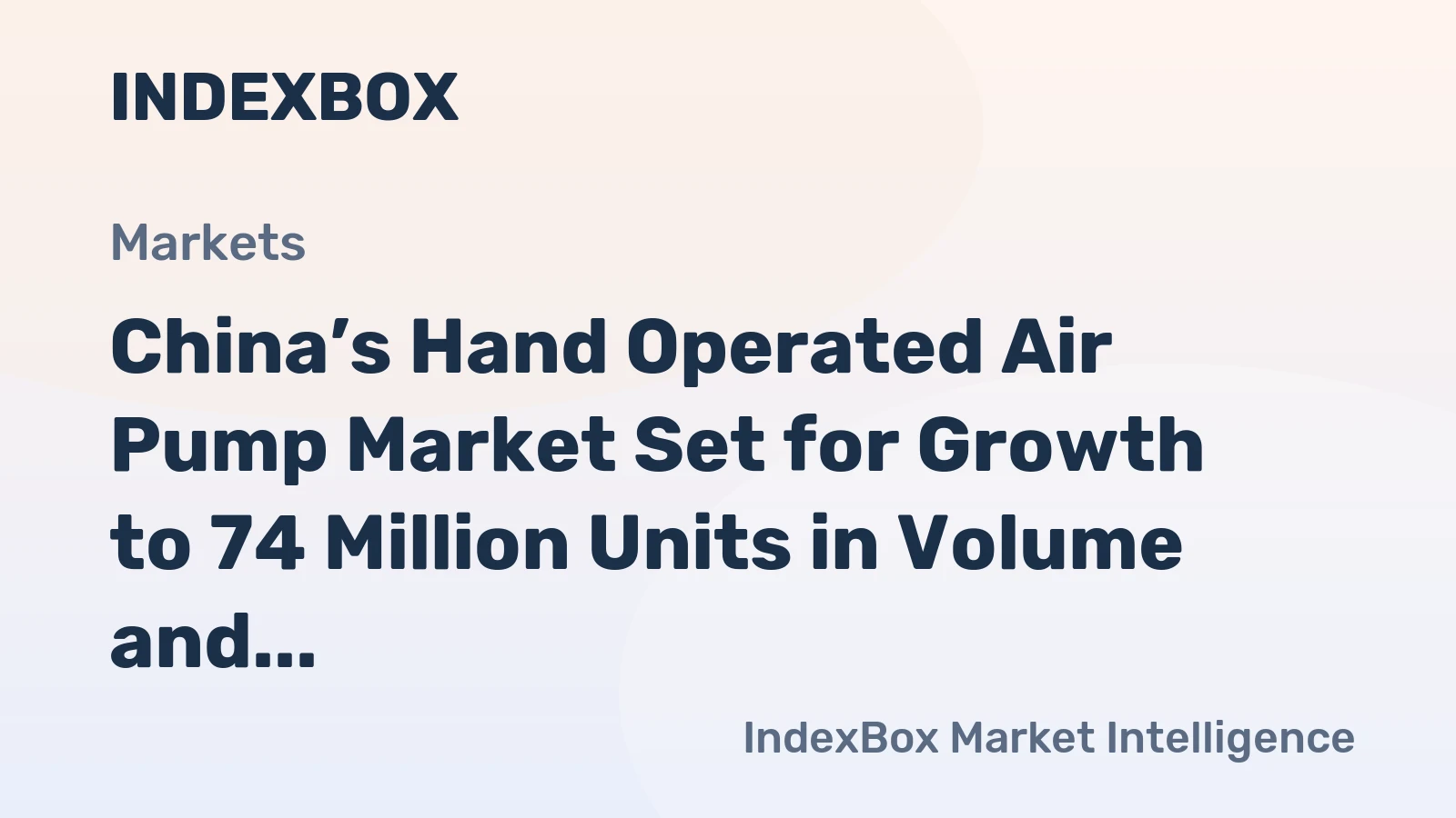 China’s Hand Operated Air Pump Market Set for Growth to 74 Million Units in Volume and $136 Million in Value