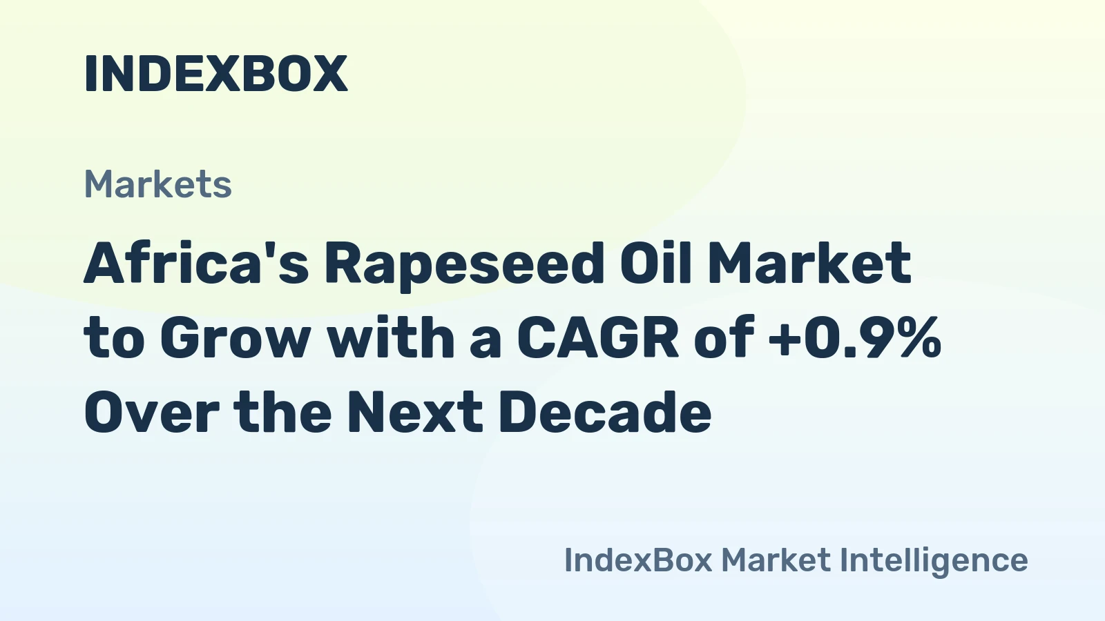 Africa's Rapeseed Oil Market to Grow with a CAGR of +0.9% Over the Next Decade