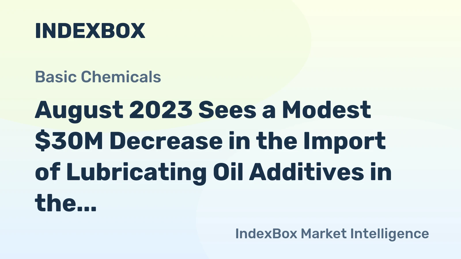 August 2023 Sees a Modest $30M Decrease in the Import of Lubricating Oil Additives in the Netherlands.