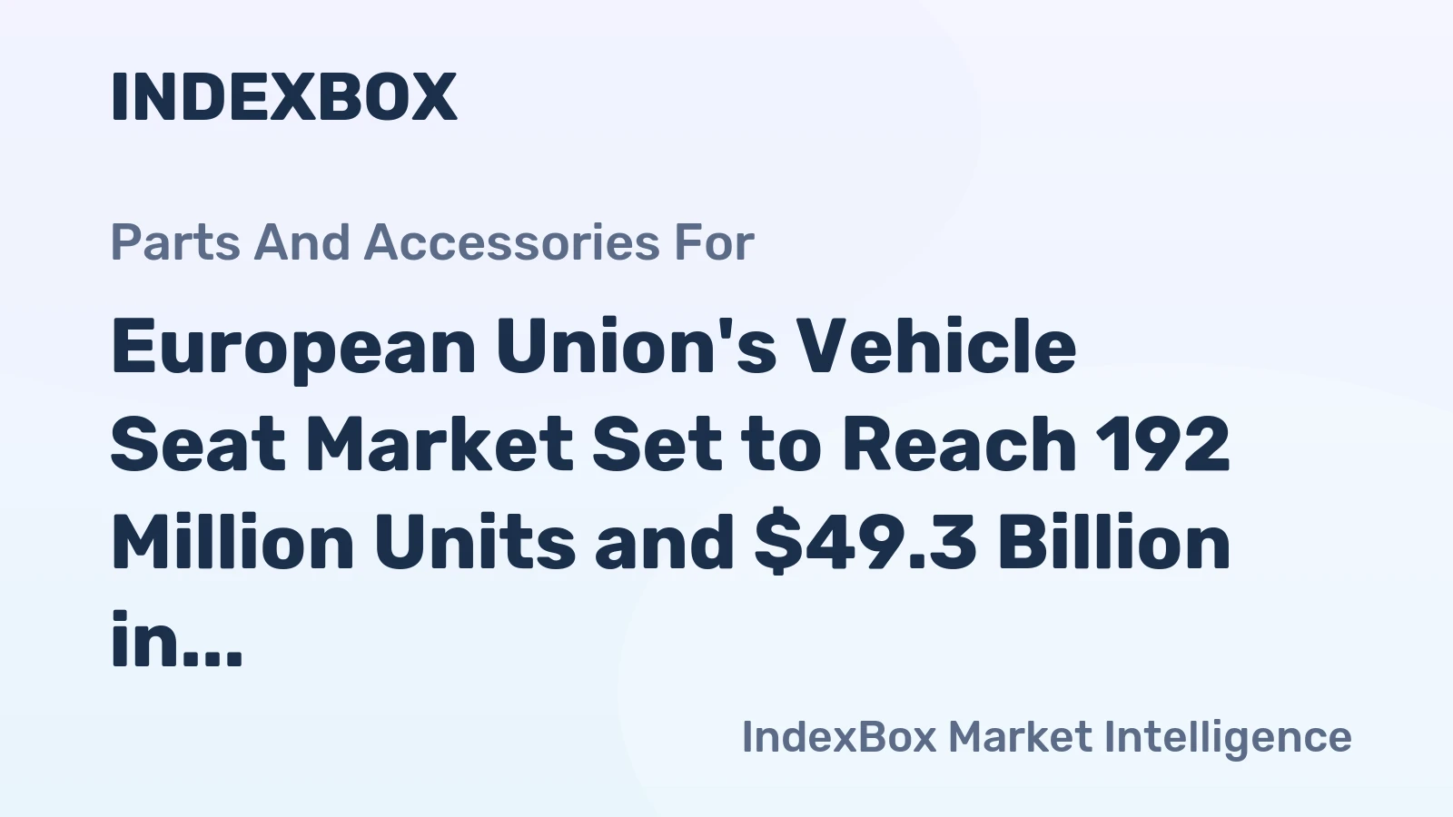 European Union's Vehicle Seat Market Set to Reach 192 Million Units and $49.3 Billion in Value by 2035