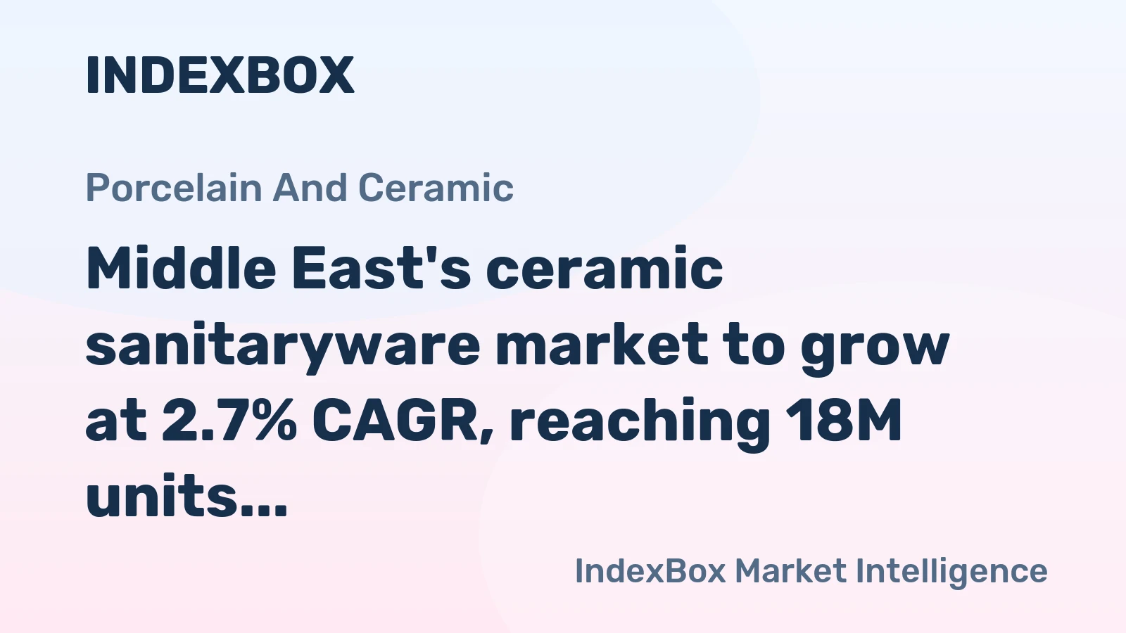 Middle East's ceramic sanitaryware market to grow at 2.7% CAGR, reaching 18M units by 2035, driven by rising demand for sinks, baths, and water closet pans.